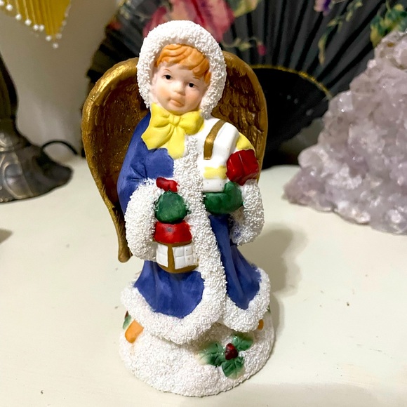 Holiday | Vintage Porcelain Christmas Carol Angel Figurine W Snow ...